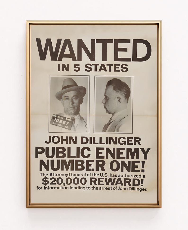 John Dillinger Wanted Poster, Digital Download, Vintage Print, Poster ...