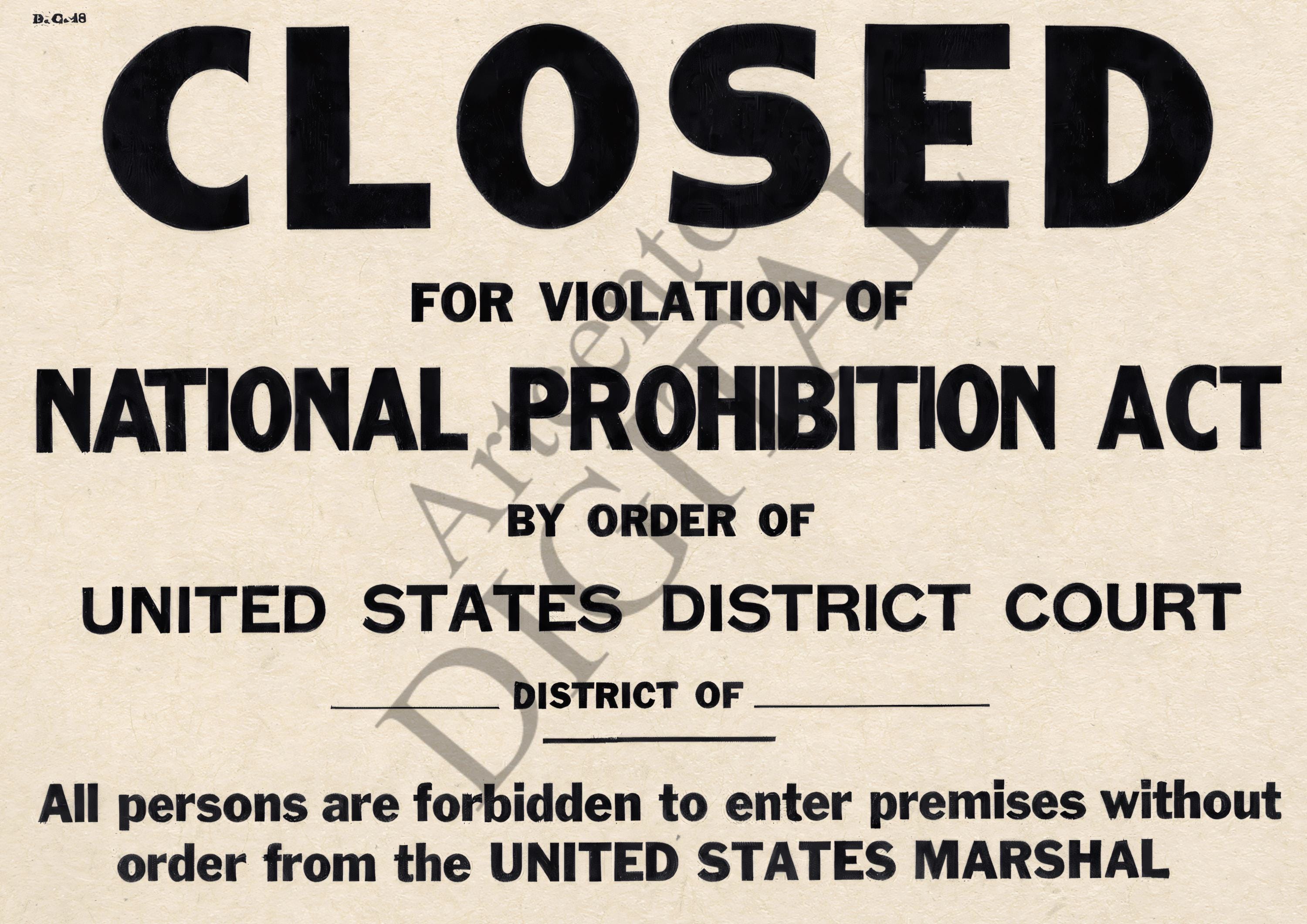 Prohibition Era Digital Art Print | Notice Sign | Vintage Inspired Wall ...