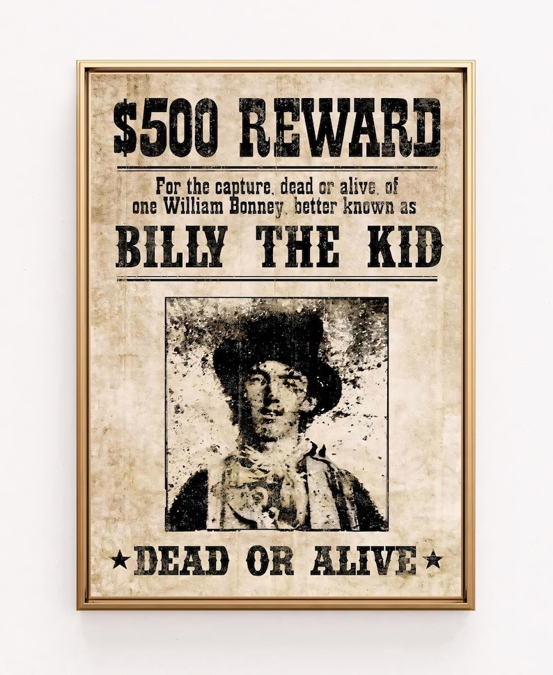 Billy the Kid Wanted Poster - Historic Wild West Outlaw Digital Print ...
