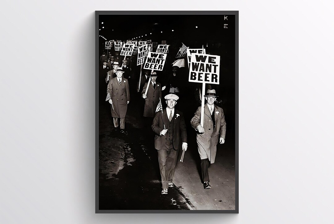 Prohibition Era Digital Art Print - "we Want Beer" Protest Scene ...