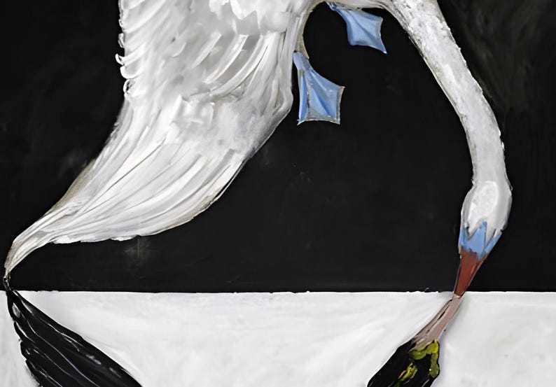 Yin Yang Swans Art Print: Digital Illustration of Black and White Swans ...