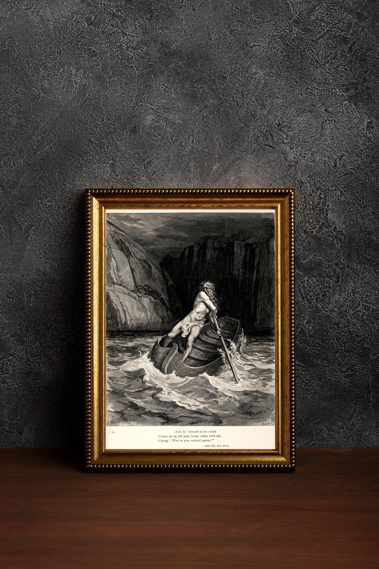 Vintage Gustave Doré Dante Inferno Print: Charon Crossing Acheron ...