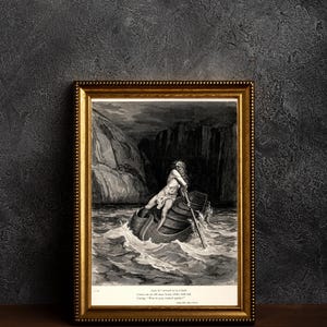Vintage Gustave Doré Dante Inferno Print: Charon Crossing Acheron ...