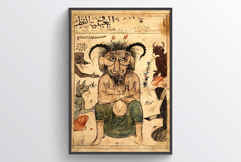 Ancient Manuscript Demon Illustration | Mythical Art | Demonology Print ...