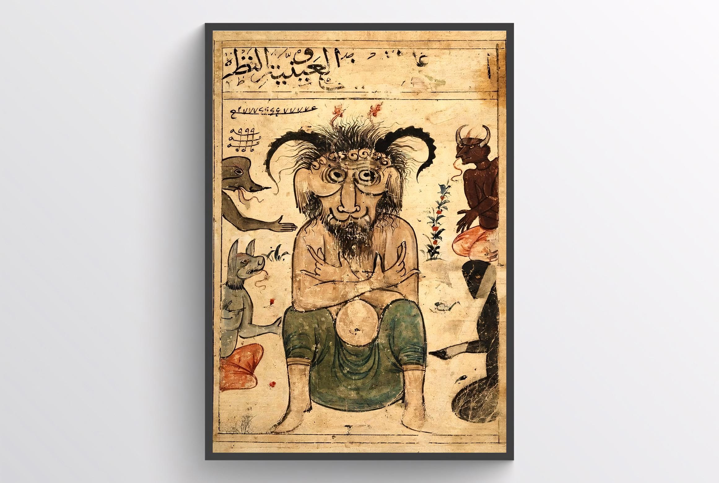 Ancient Manuscript Demon Illustration | Mythical Art | Demonology Print ...