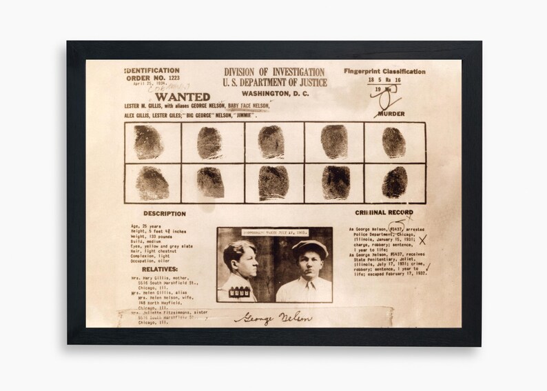Vintage Gangster Wanted Poster Digital Art - Lester "baby Face" Nelson ...