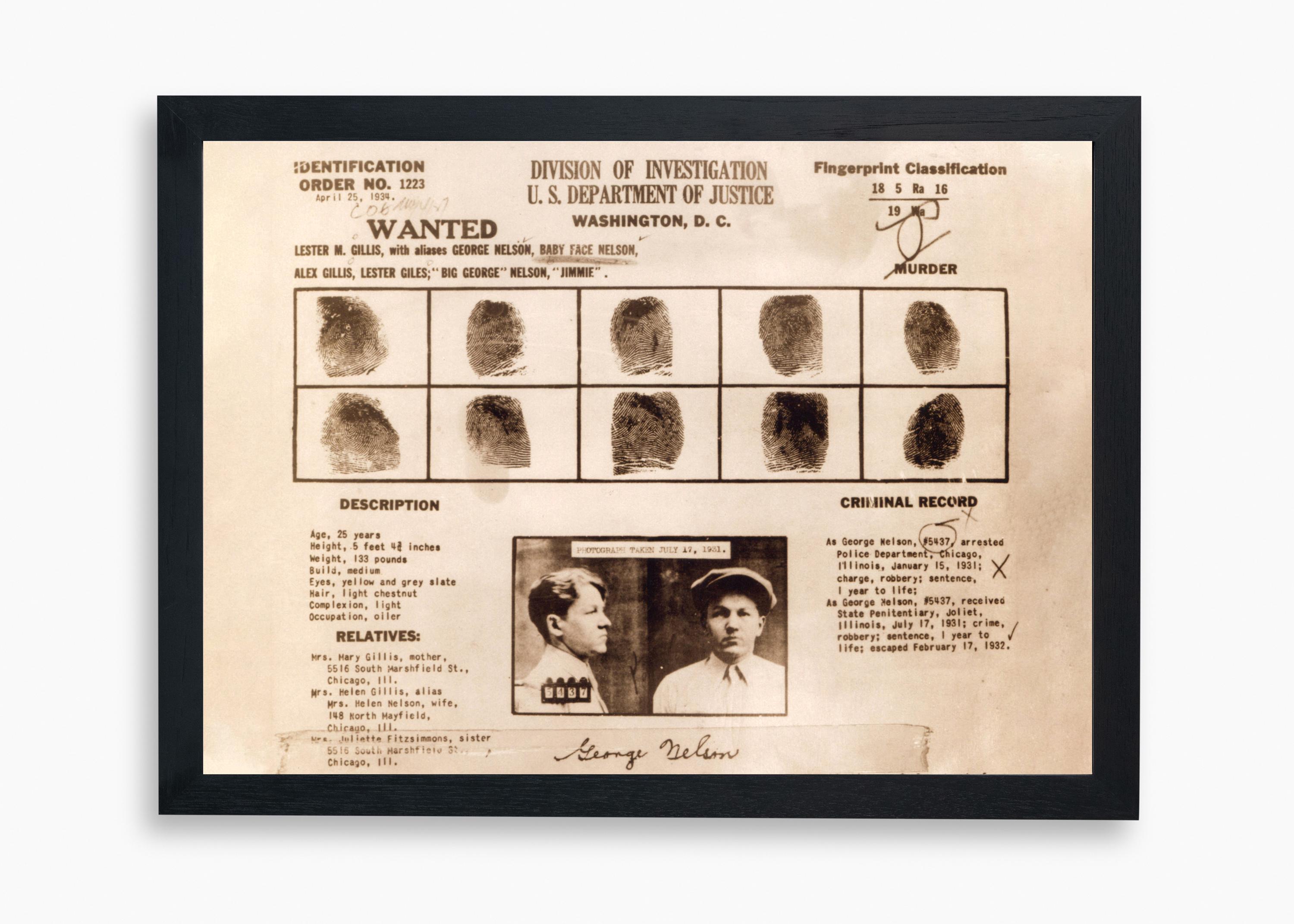Vintage Gangster Wanted Poster Digital Art - Lester "baby Face" Nelson ...