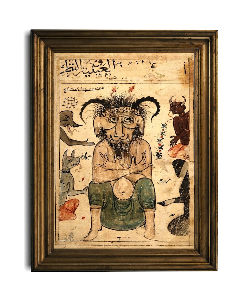 Ancient Manuscript Demon Illustration | Mythical Art | Demonology Print ...