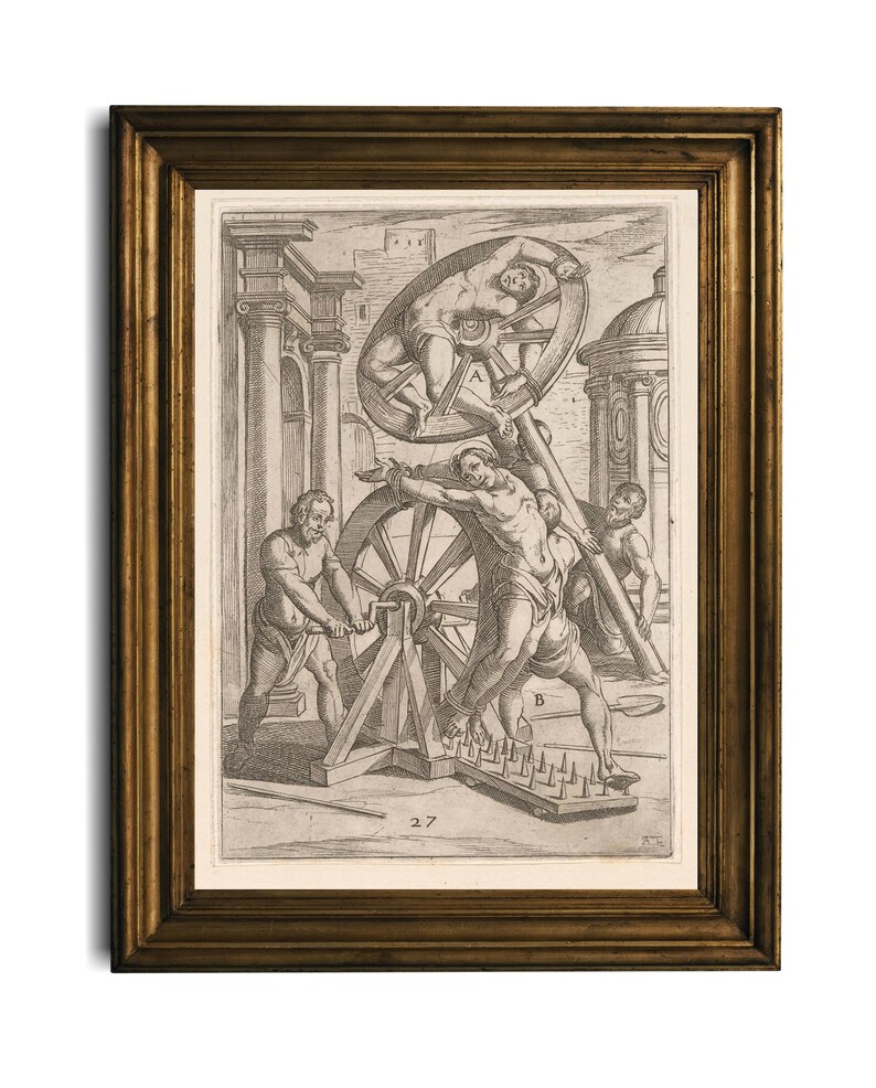 Digital Download Medieval Breaking Wheel Engraving | Torture Martyr ...
