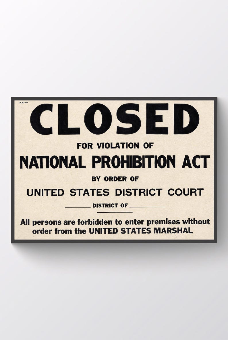 Prohibition Era Digital Art Print | Notice Sign | Vintage Inspired Wall ...