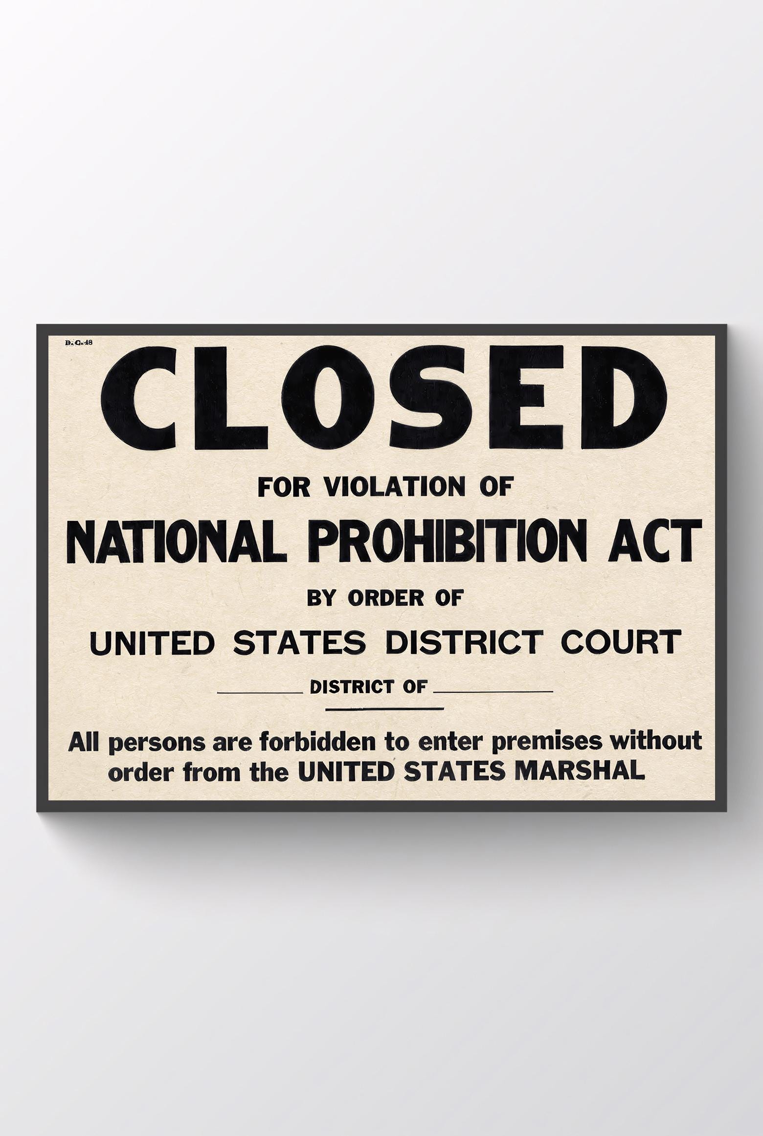 Prohibition Era Digital Art Print | Notice Sign | Vintage Inspired Wall ...