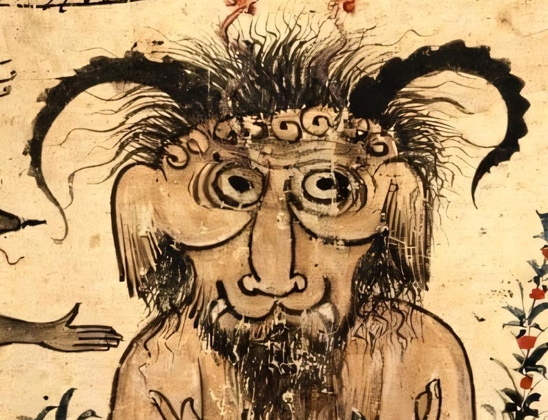 Ancient Manuscript Demon Illustration | Mythical Art | Demonology Print ...