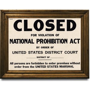 Prohibition Era Digital Art Print | Notice Sign | Vintage Inspired Wall ...