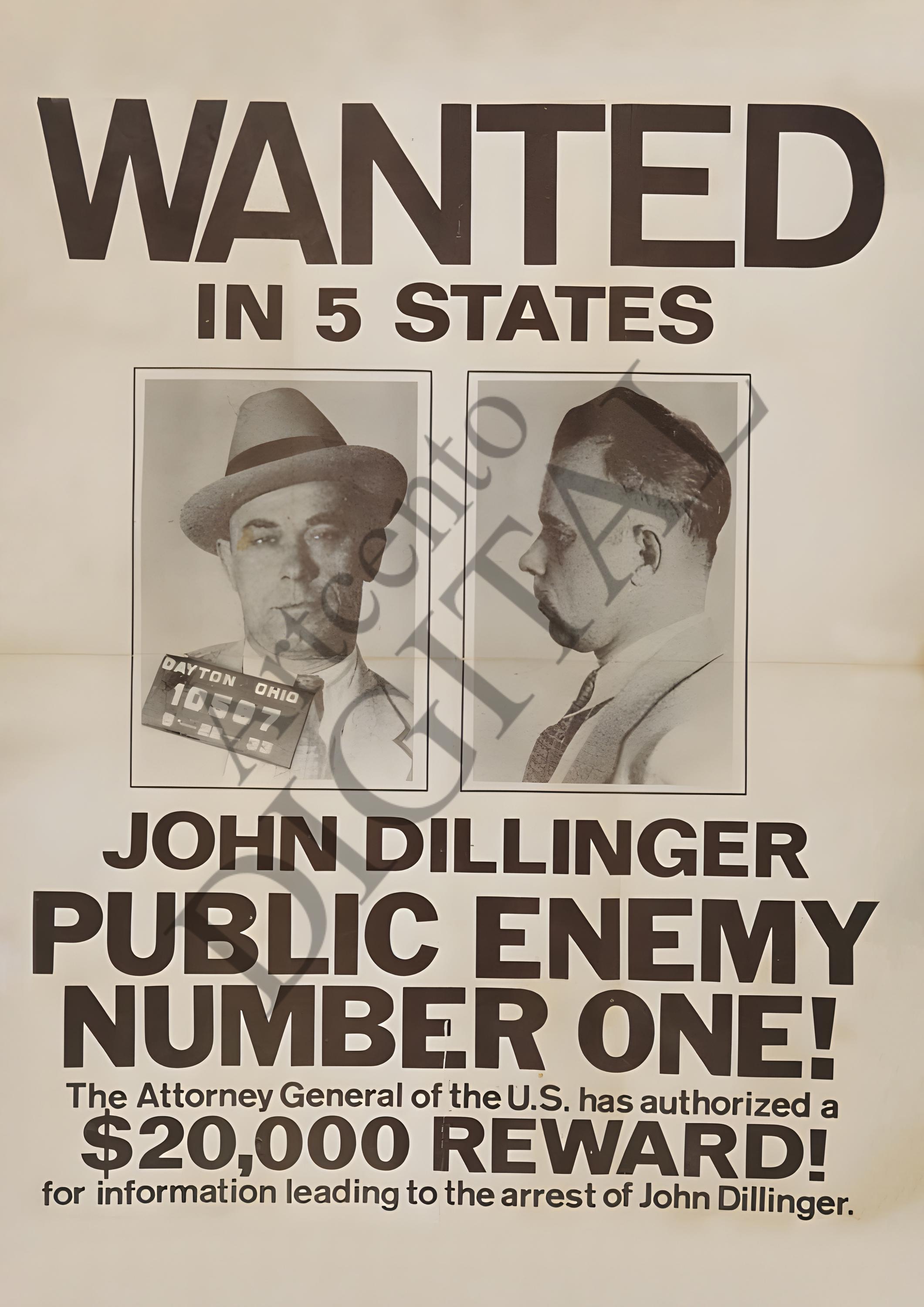 John Dillinger Wanted Poster, Digital Download, Vintage Print, Poster, Crime History ...