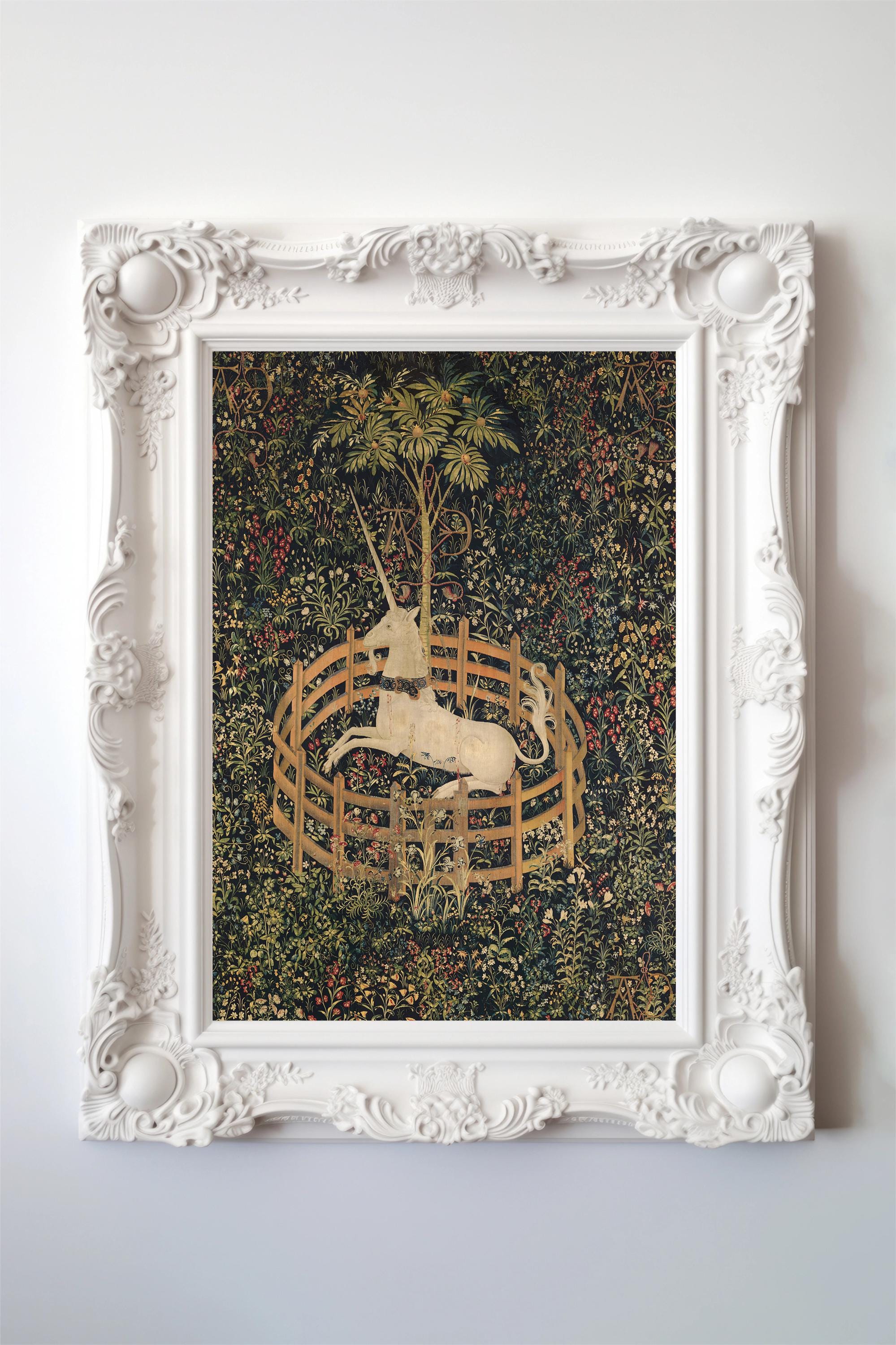 The Unicorn in Captivity Medieval Tapestry Art Print Poster - Fantasy ...