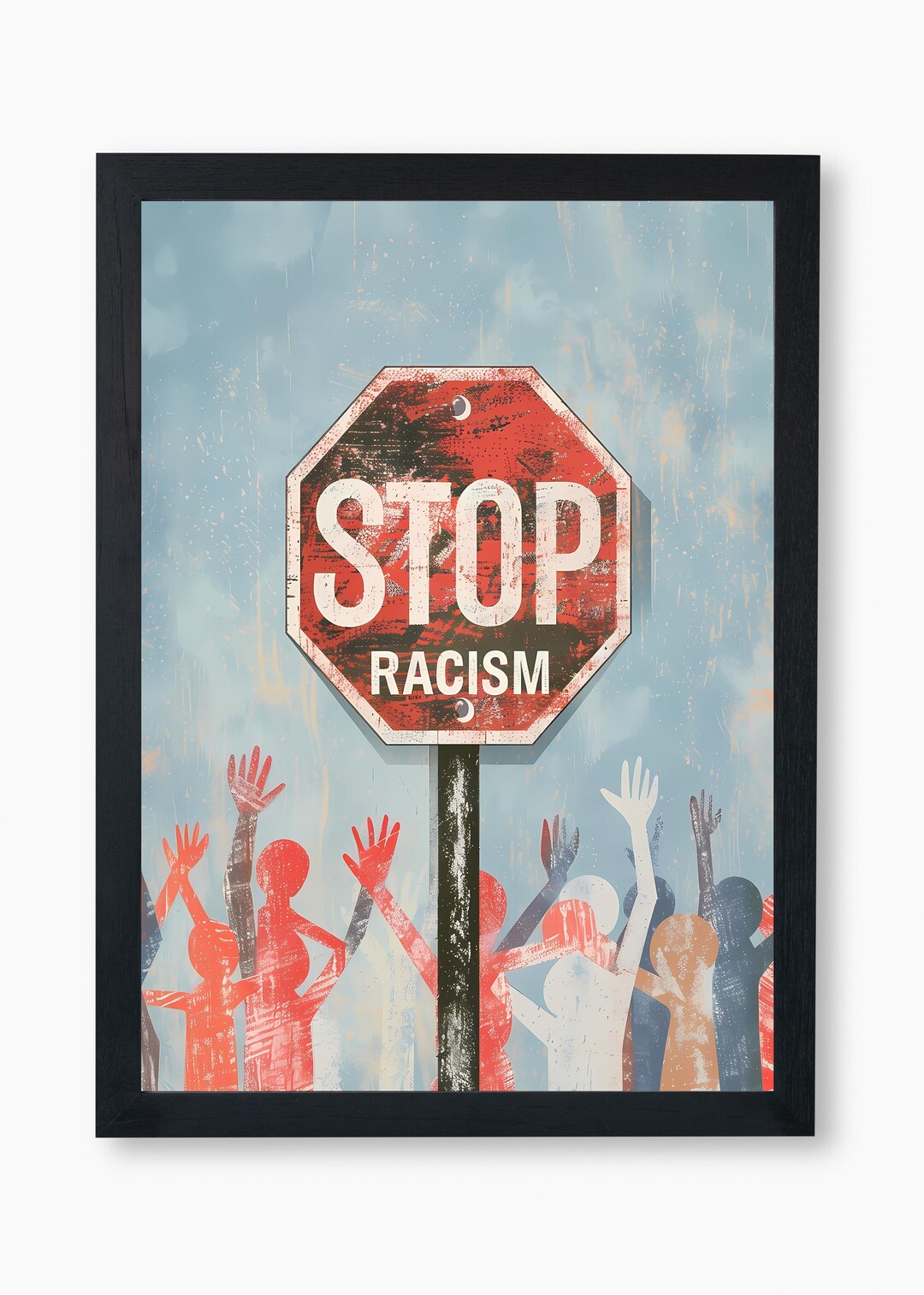 STOP RACISM Digital Download - 23 Sizes Diversity Unity Illustration ...