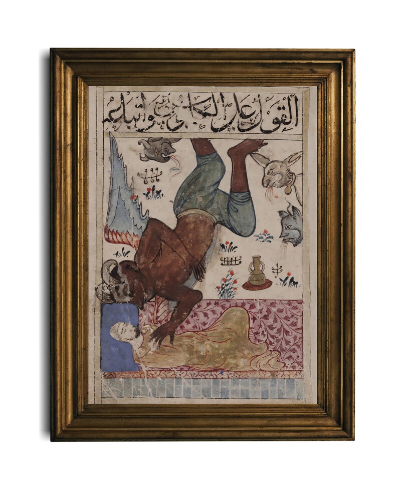Vintage Devil Mythology Print: Digital Illustration of Historic Arabic ...