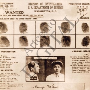 Vintage Gangster Wanted Poster Digital Art - Lester "baby Face" Nelson ...