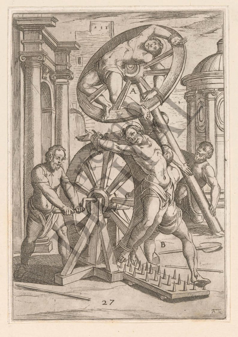 Digital Download Medieval Breaking Wheel Engraving | Torture Martyr ...
