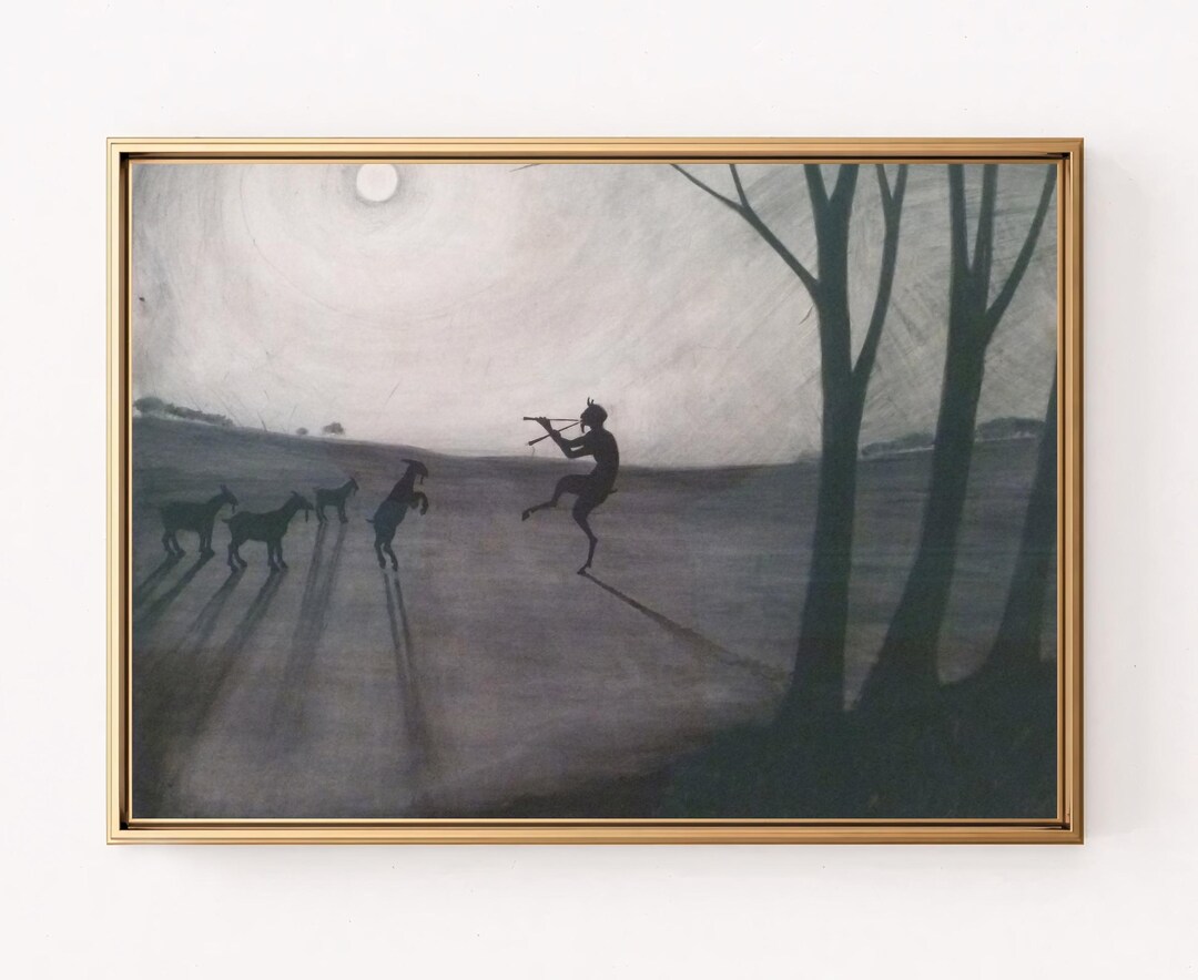 Mystical Satyr and Goats - Enchanting Nighttime, Mythology, Goat Art ...