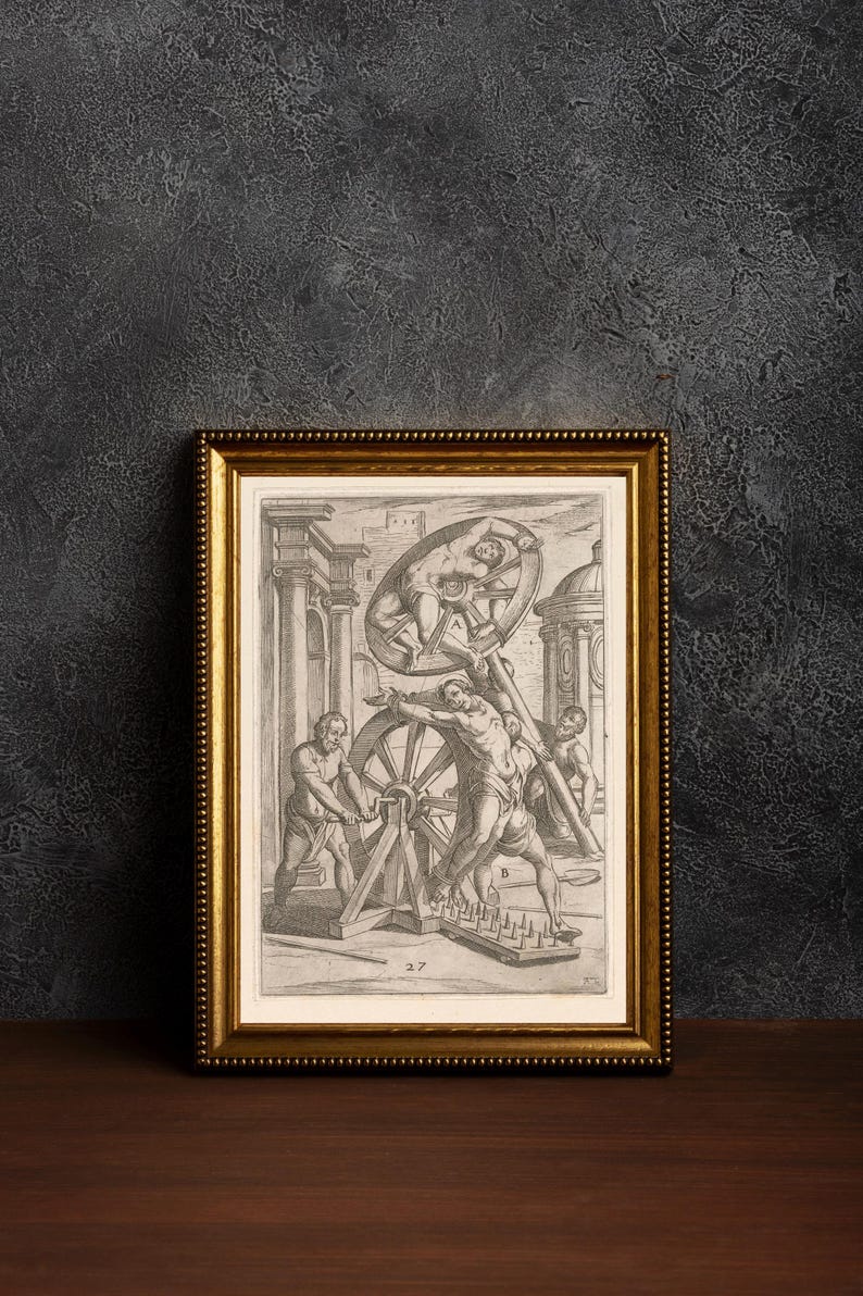Digital Download Medieval Breaking Wheel Engraving | Torture Martyr ...