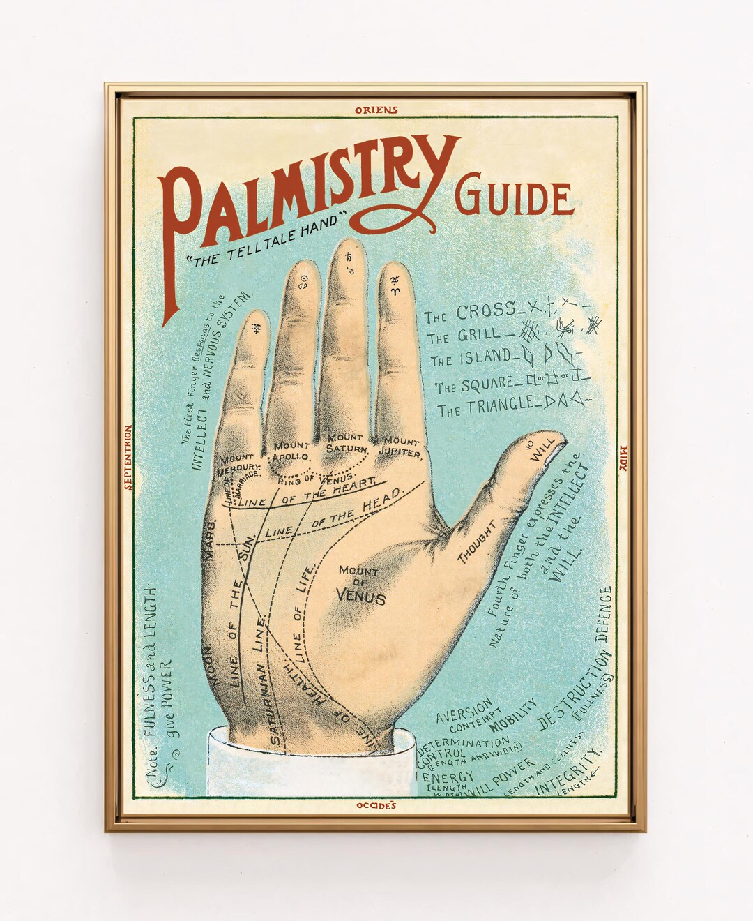 Vintage Palmistry Guide Poster Print Digital Download - 21 Sizes ...