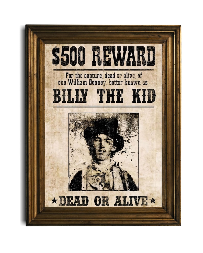 Billy the Kid Wanted Poster - Historic Wild West Outlaw Digital Print ...