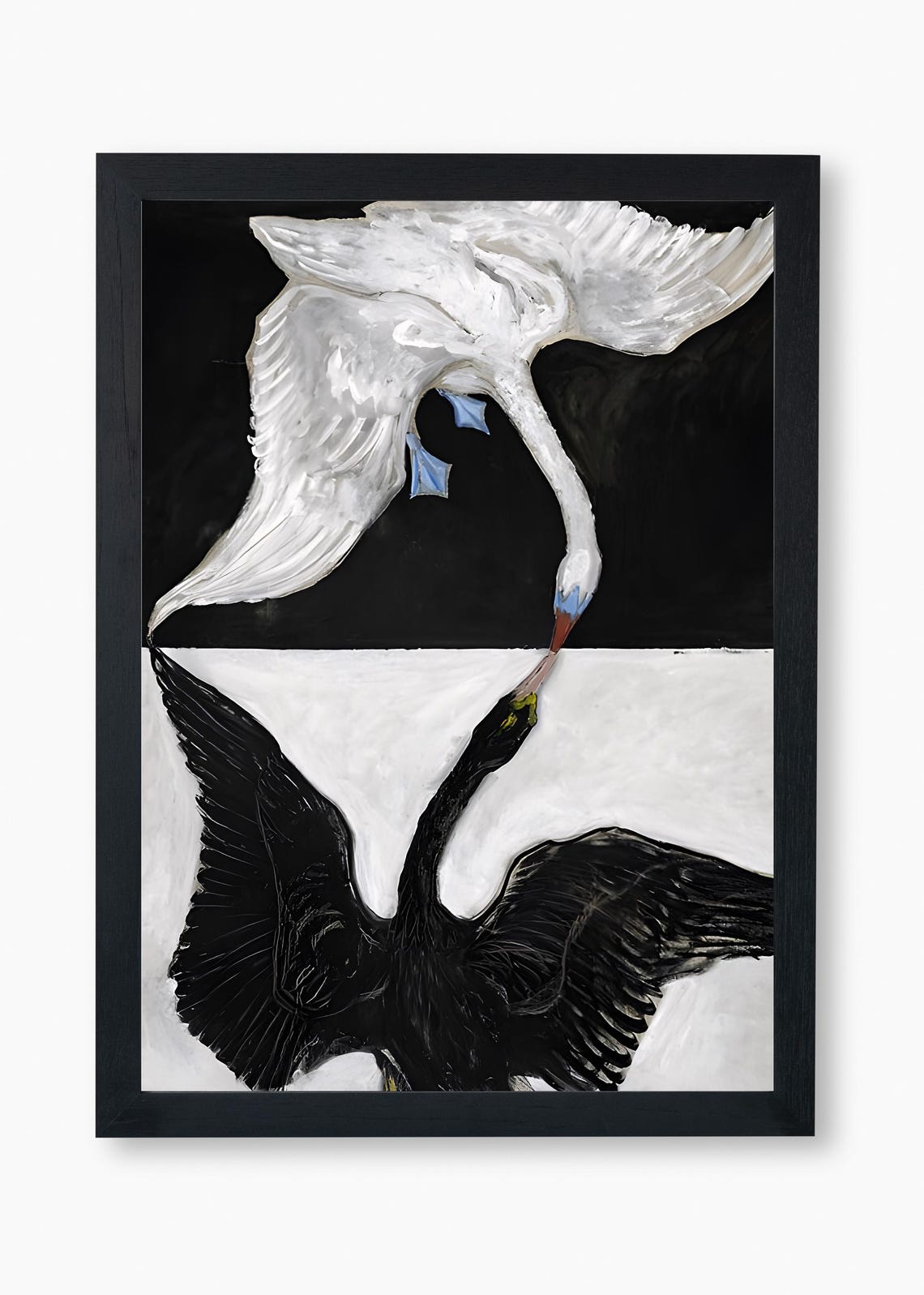Yin Yang Swans Art Print: Digital Illustration of Black and White Swans ...