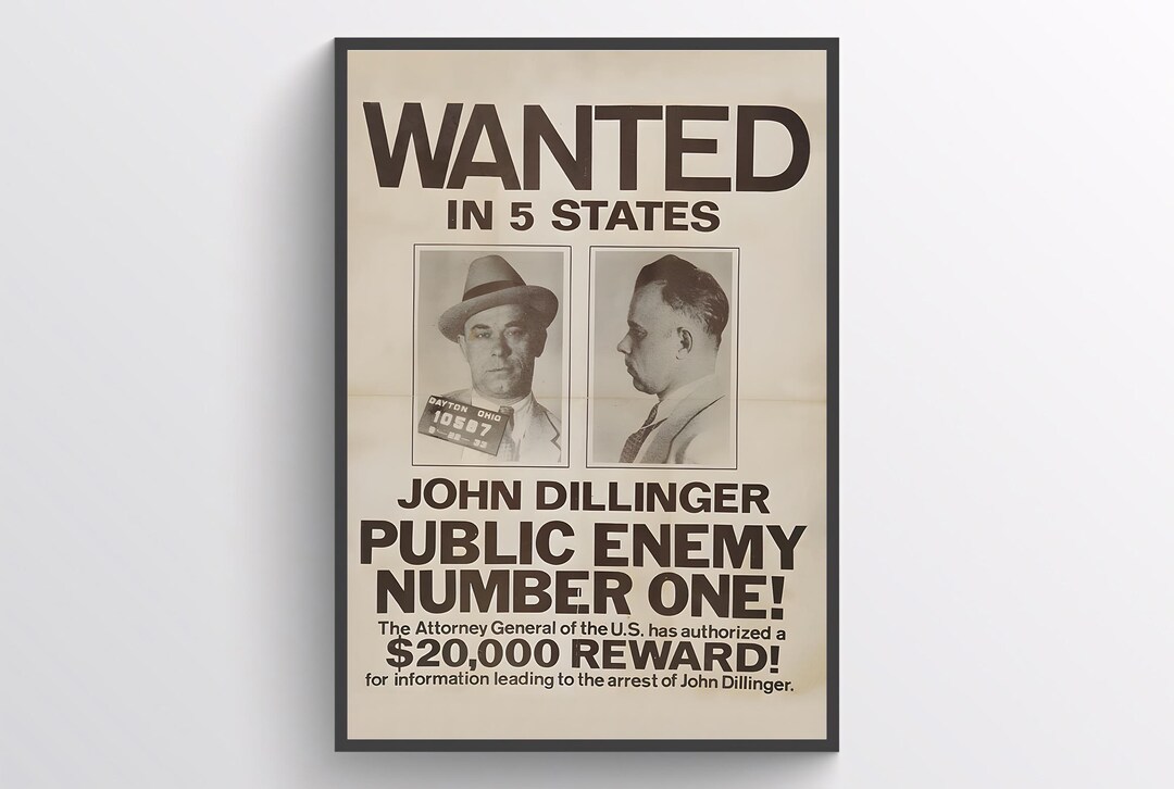 John Dillinger Wanted Poster, Digital Download, Vintage Print, Poster ...