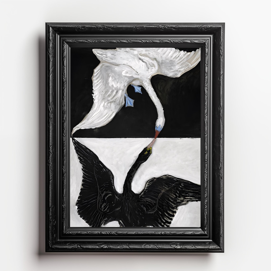 Yin Yang Swans Art Print: Digital Illustration of Black and White Swans ...