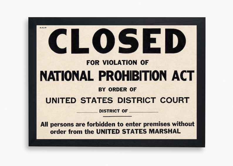 Prohibition Era Digital Art Print | Notice Sign | Vintage Inspired Wall ...