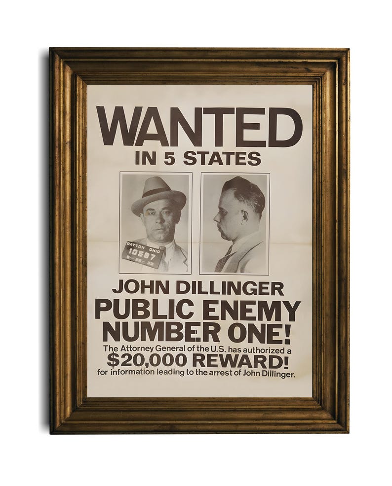 John Dillinger Wanted Poster, Digital Download, Vintage Print, Poster ...