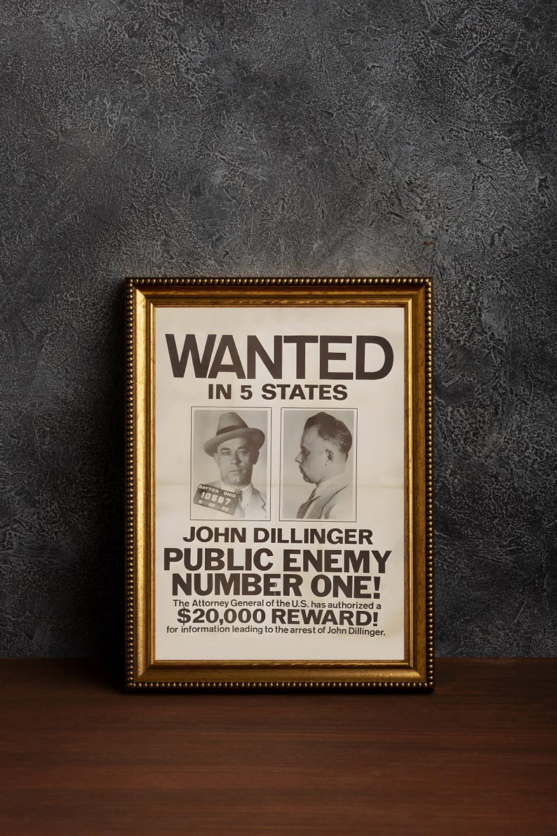 John Dillinger Wanted Poster, Digital Download, Vintage Print, Poster ...