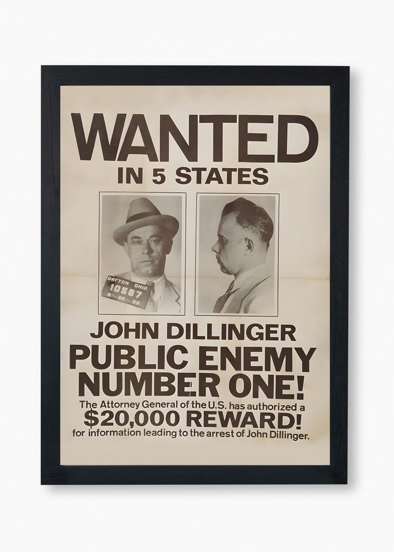 John Dillinger Wanted Poster, Digital Download, Vintage Print, Poster ...