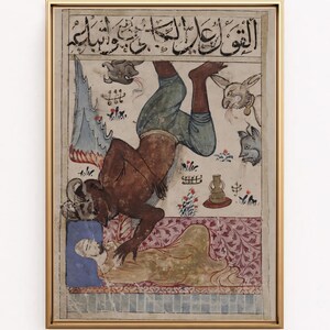 Vintage Devil Mythology Print: Digital Illustration of Historic Arabic ...