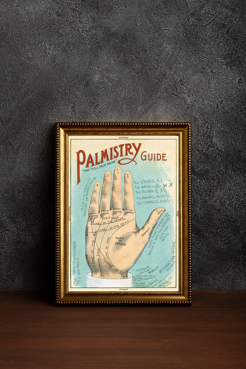 Vintage Palmistry Guide Poster Print Digital Download - 21 Sizes ...