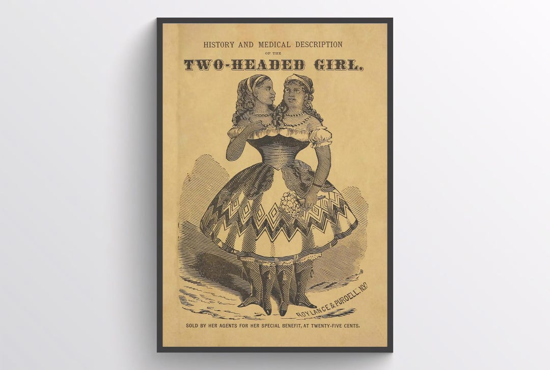 The Two-headed Girl Vintage Illustrated Poster - Digital Download, 20 ...