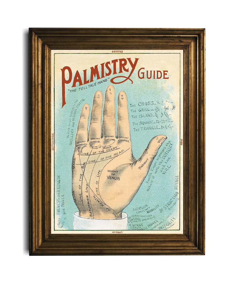 Vintage Palmistry Guide Poster Print Digital Download - 21 Sizes ...