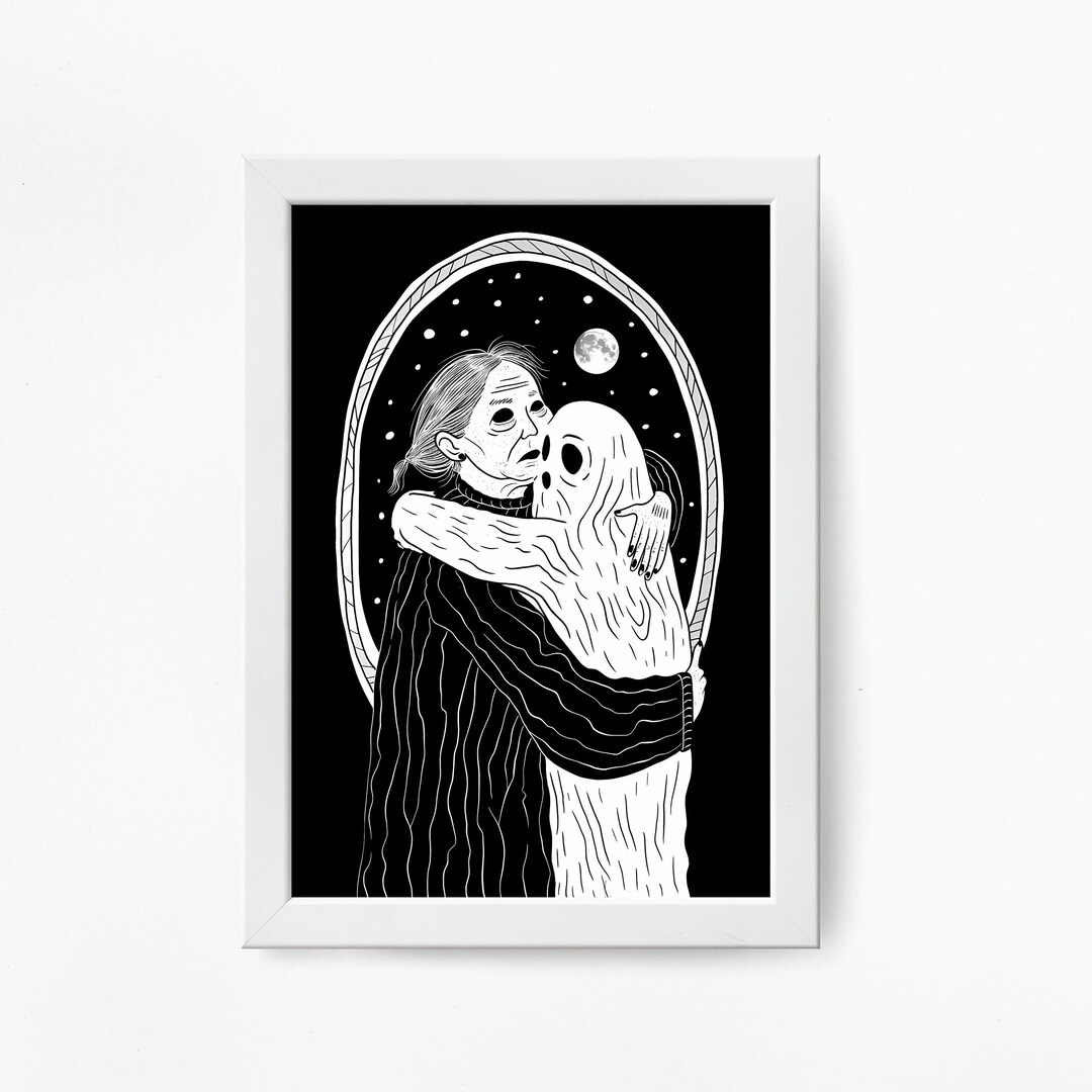 Digital Art Print Illustration of a Person Hugging a Mystical Ghost ...