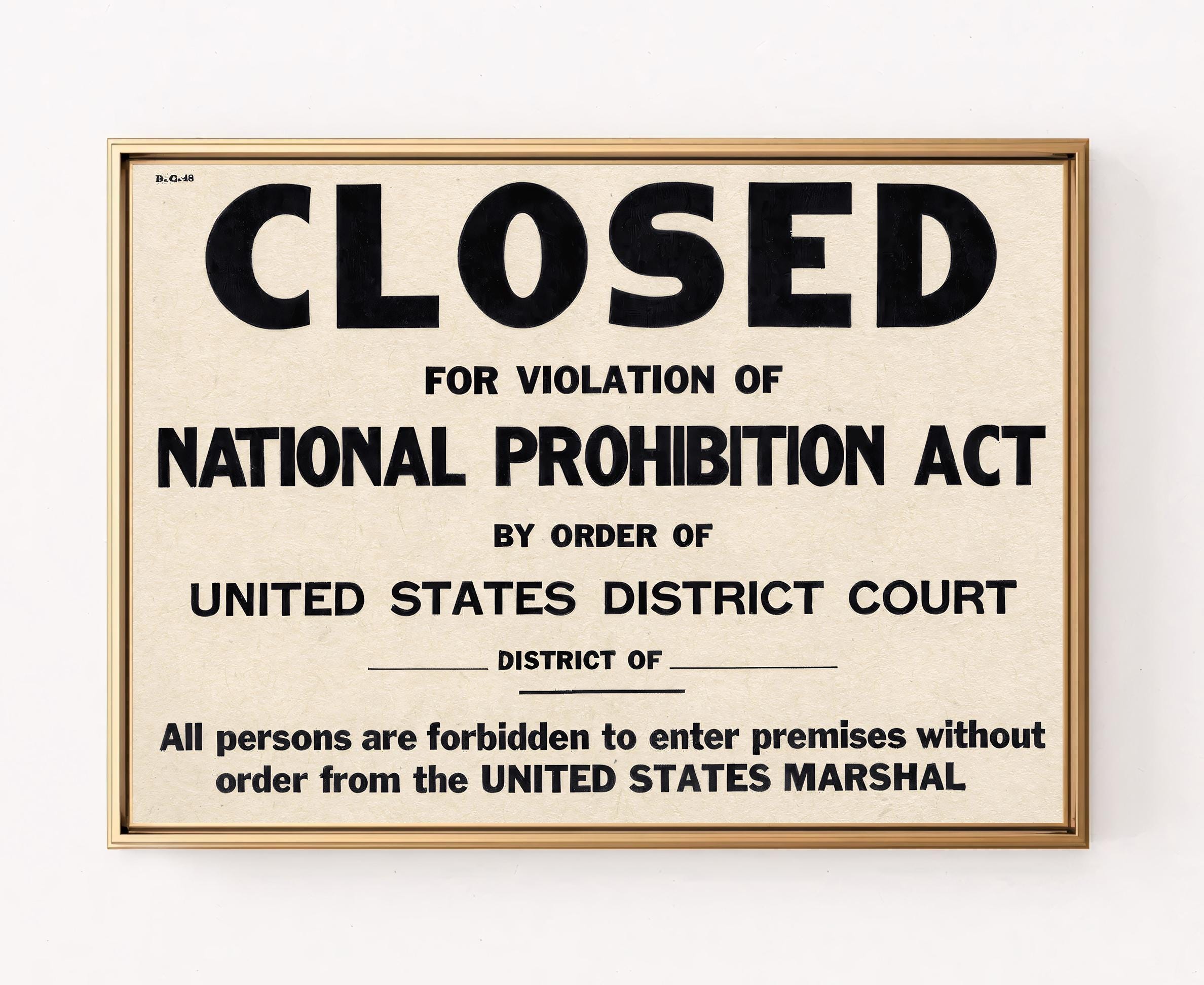 Prohibition Era Digital Art Print | Notice Sign | Vintage Inspired Wall ...