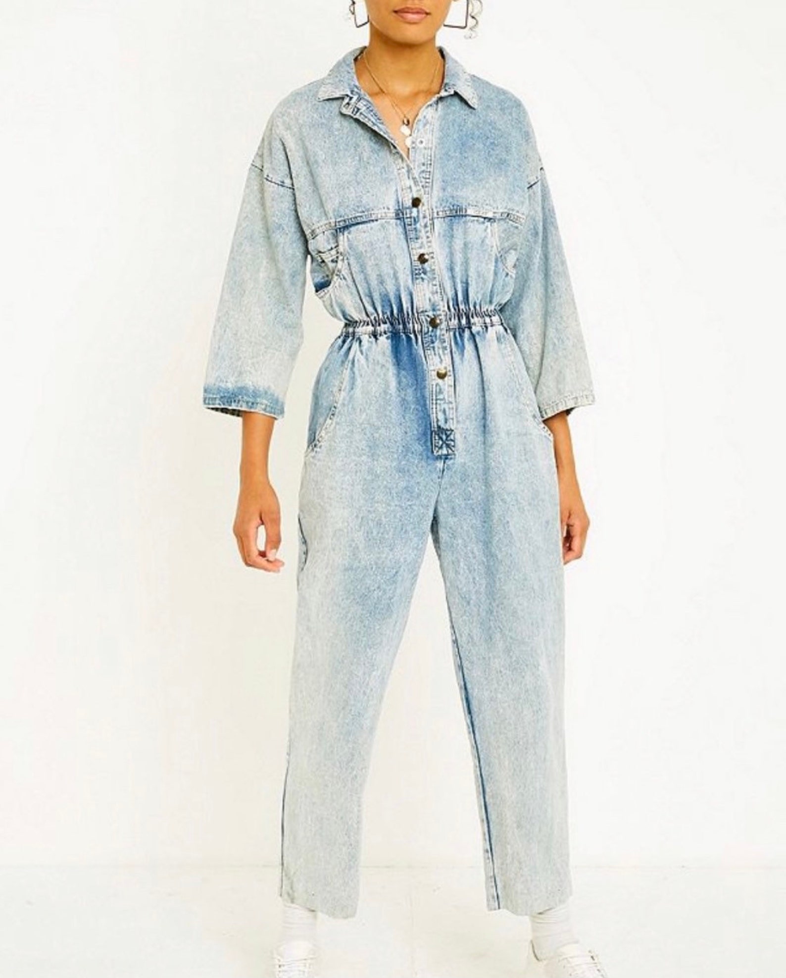 Vintage 80’s DISTRESSED Denim IDEAS Jumpsuit Snaps Overalls Utility ...