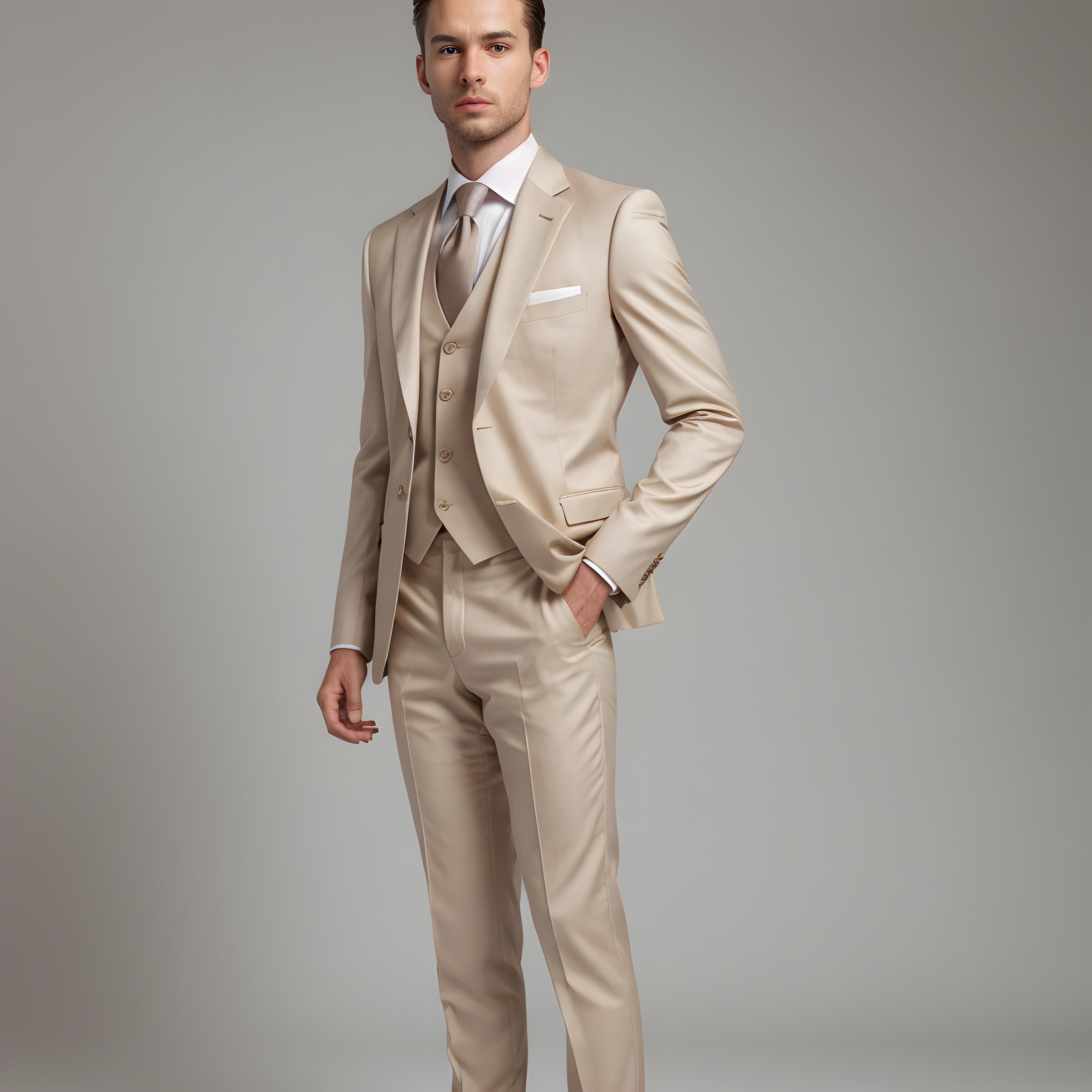 Bespoke Camel Suit for Men Tailored Camel 3-piece Wedding Attire ...