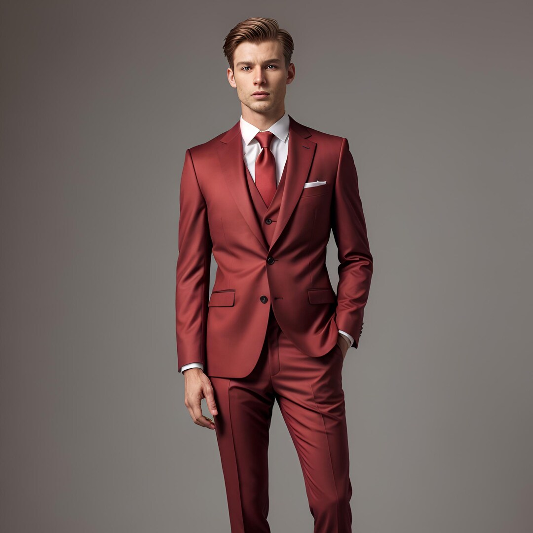 Mahogany Red Slim Fit Suit Rich Mahogany Wedding Suit Premium Tailored ...