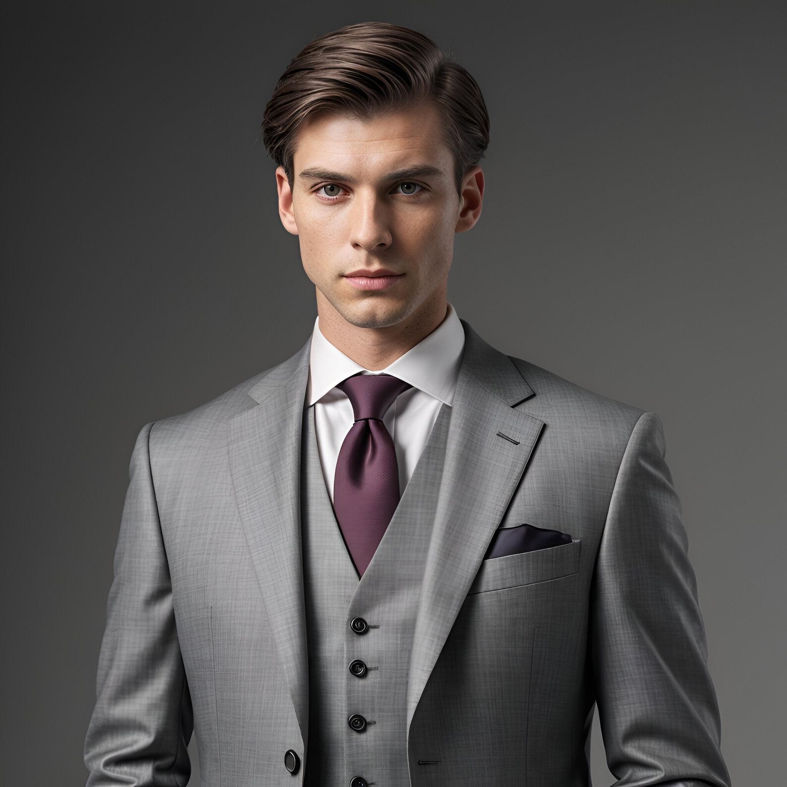 Modern Men's Light Gray Bespoke Suit Slim Fit Three-piece Suit Elegant ...