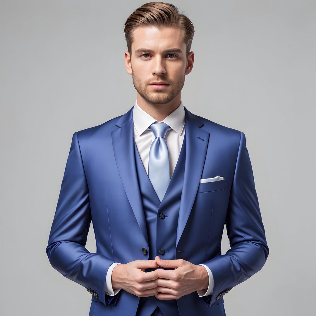 Timeless Cobalt Blue Suit Sophisticated Wedding Groomsmen Attire Modern ...