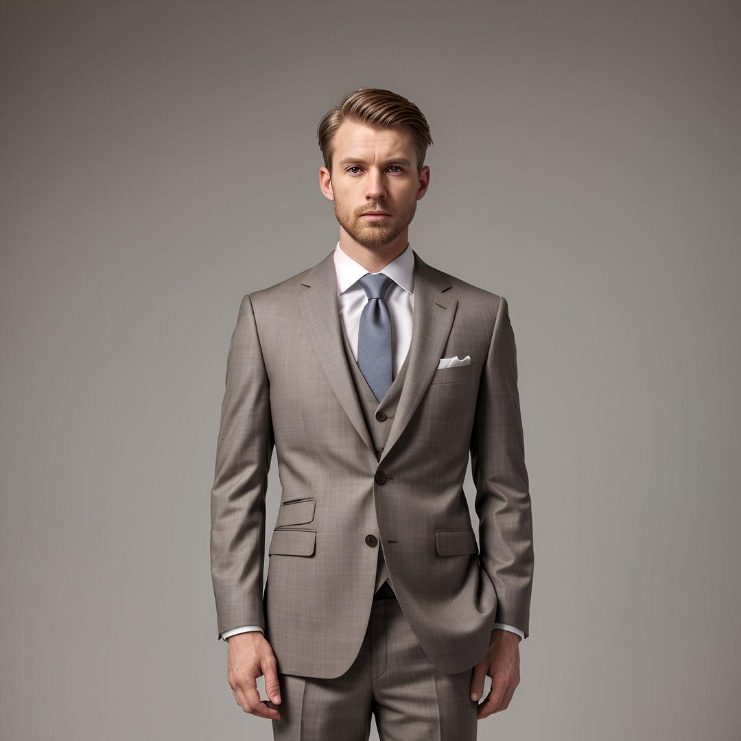 Customized Men's Slate Brown Formal Suit Tailored 3-piece Wedding ...