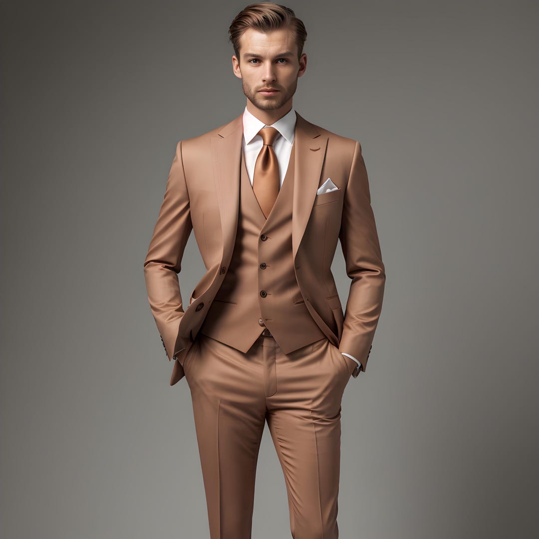 Mens Terracotta Wedding Suit Custom Terracotta Three-piece Suit ...