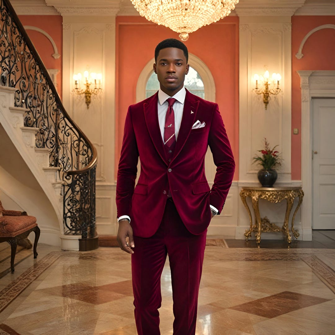Custom Red Velvet Suit Mens Custom Fit Suit Blazer and Pants Set 3 ...