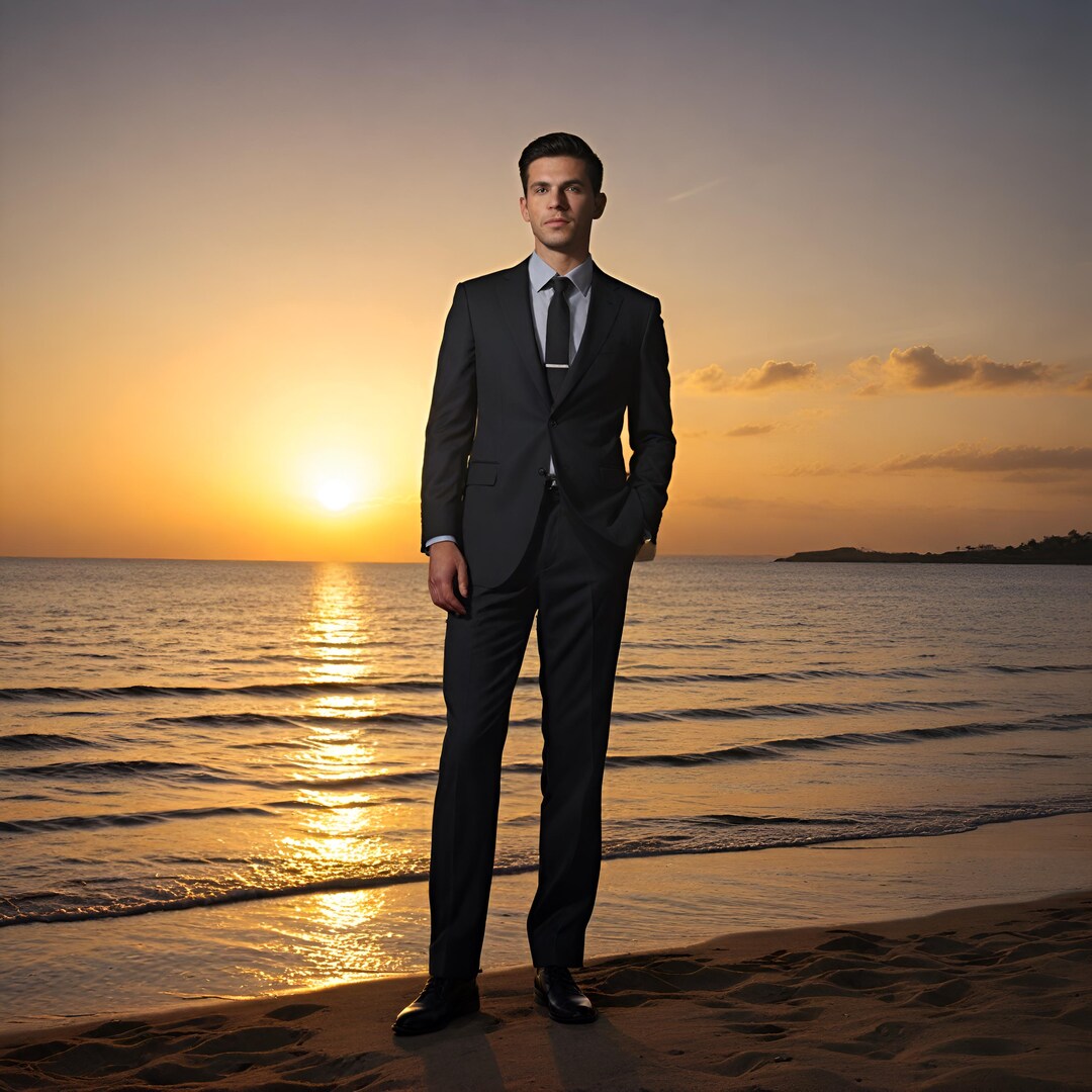 Custom Classic Black Bespoke Men's Suit Tailored Two-piece Suit Cool ...