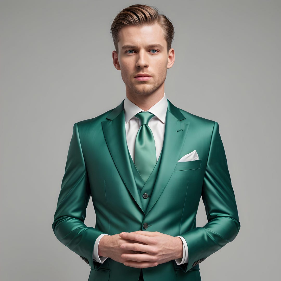 Regal Emerald Green Suit Elegant Emerald Green Attire Luxurious Emerald ...